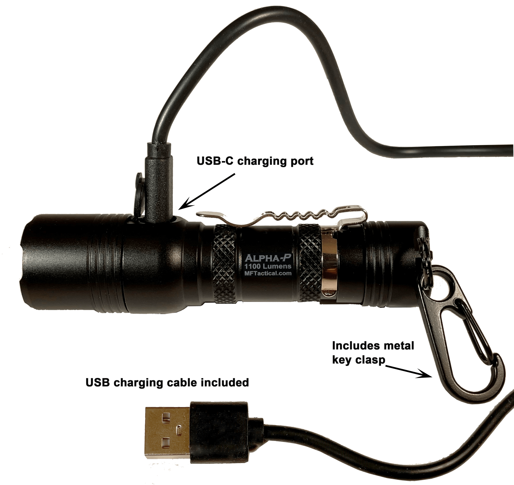 Alpha-P Programmable USB Rechargeable Pocket LED Flashlight