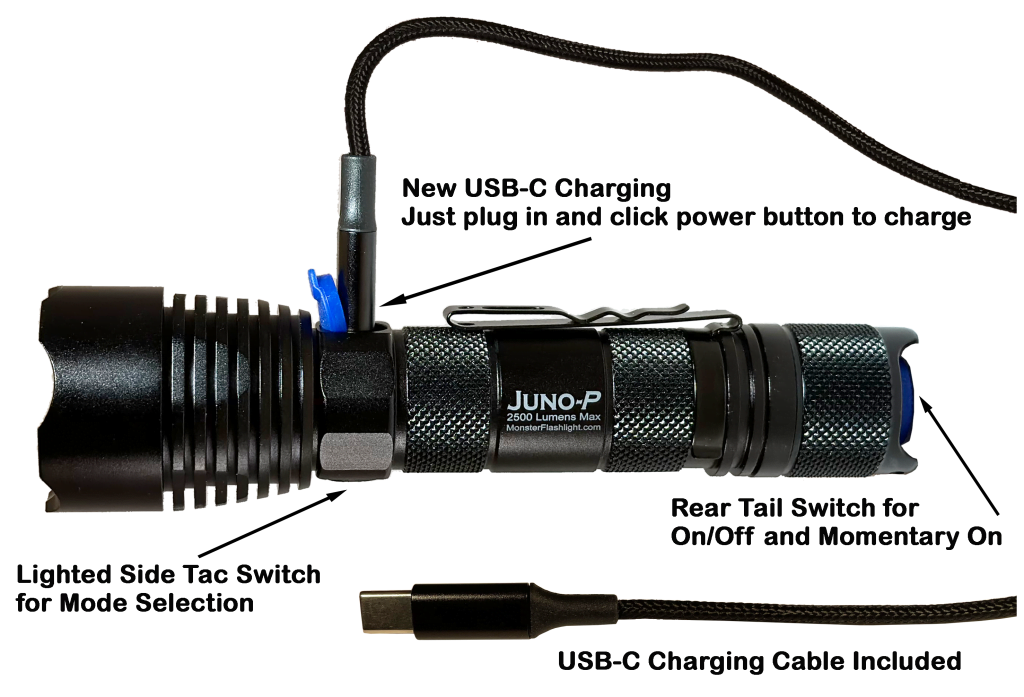 MF Tactical Juno-P 2500 lm USB Rechargeable LED Flashlight